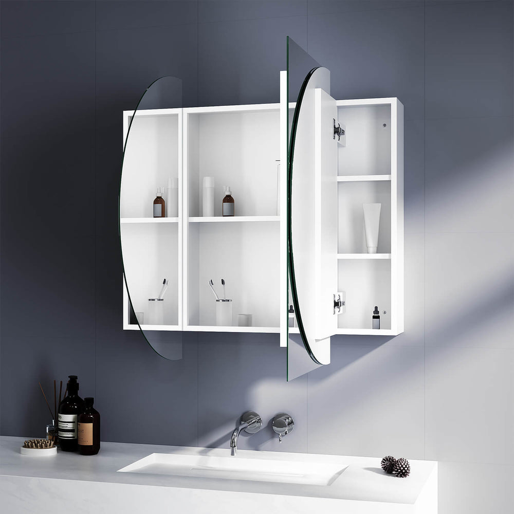 White 1200x750mm Oval Mirror Cabinet Medicine Shaving Bathroom Wall Hu