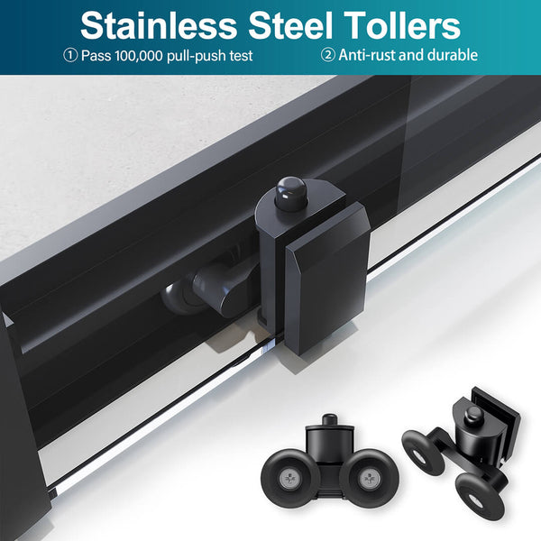 Black Framed 2 Panel Shower Enclosure Sliding Screen