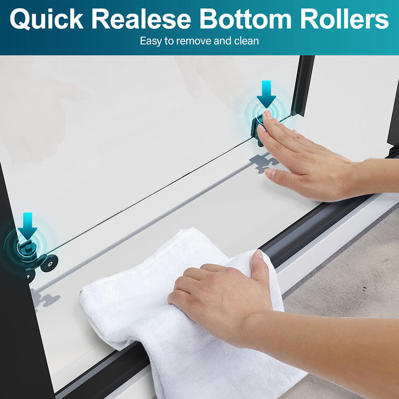 Black Framed 2 Panel Shower Enclosure Sliding Screen