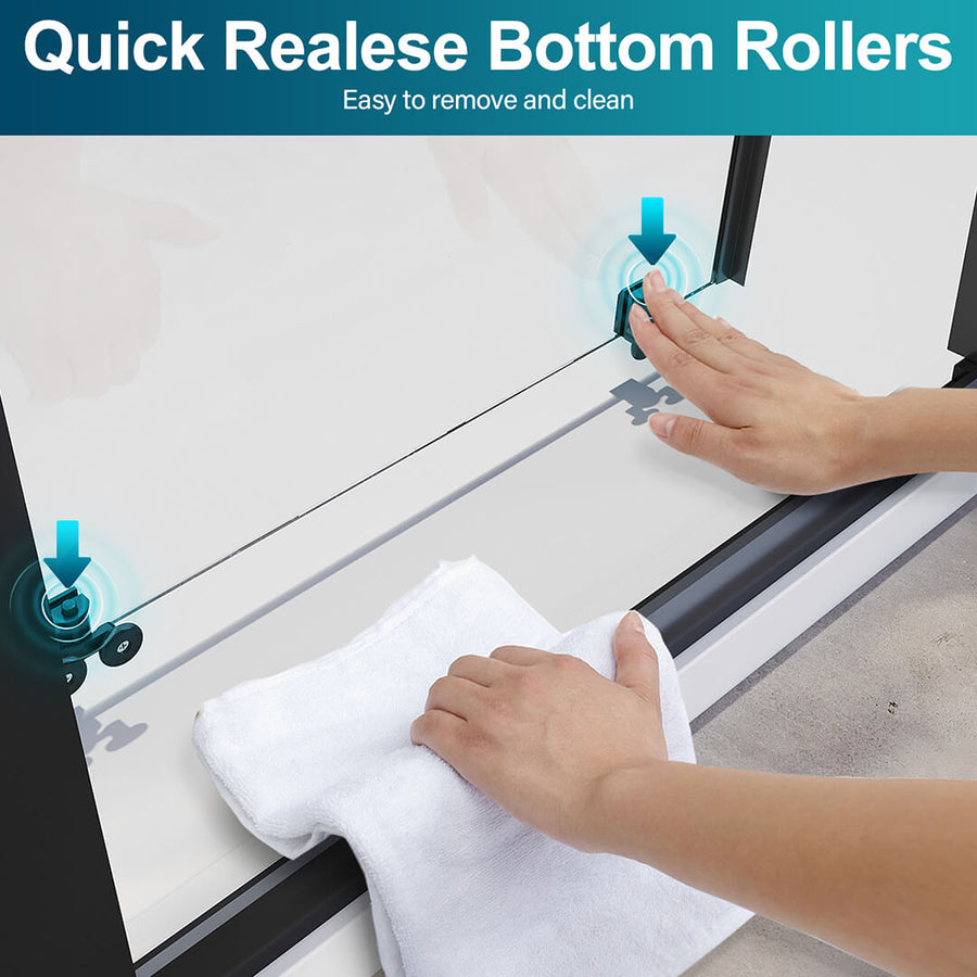 Black Framed 2 Panel Shower Enclosure Sliding Screen