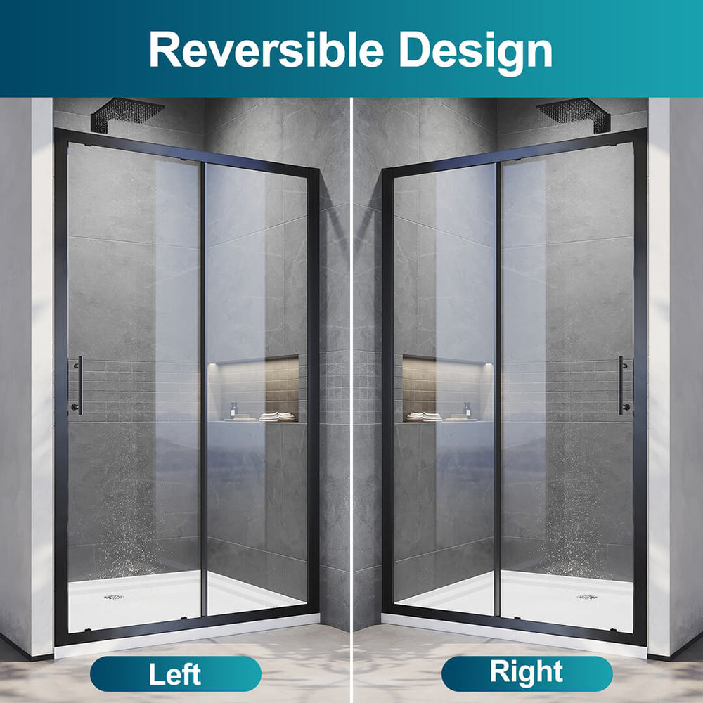 Black Framed 2 Panel Shower Screen Sliding Door