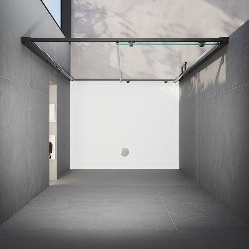 Black Framed 2 Panel Shower Screen Sliding Door