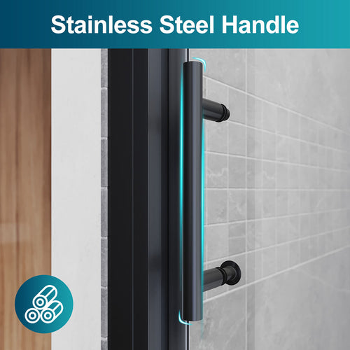 Black Framed 2 Panel Shower Screen Sliding Door