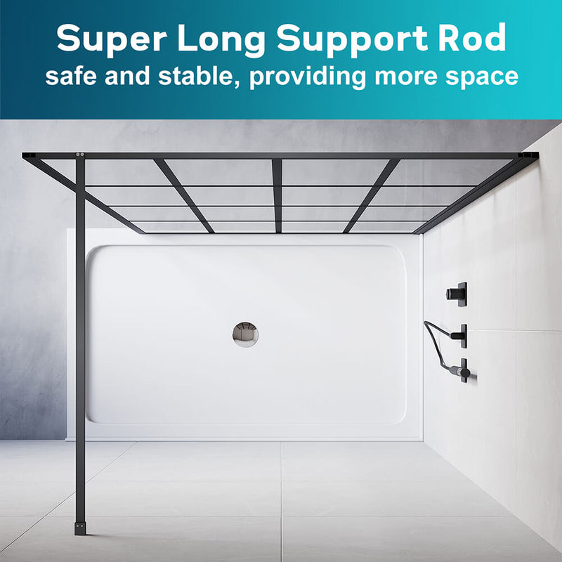 Black Framed Walk in Shower Screen 8mm Tempered Glass Fixed Panel 1000