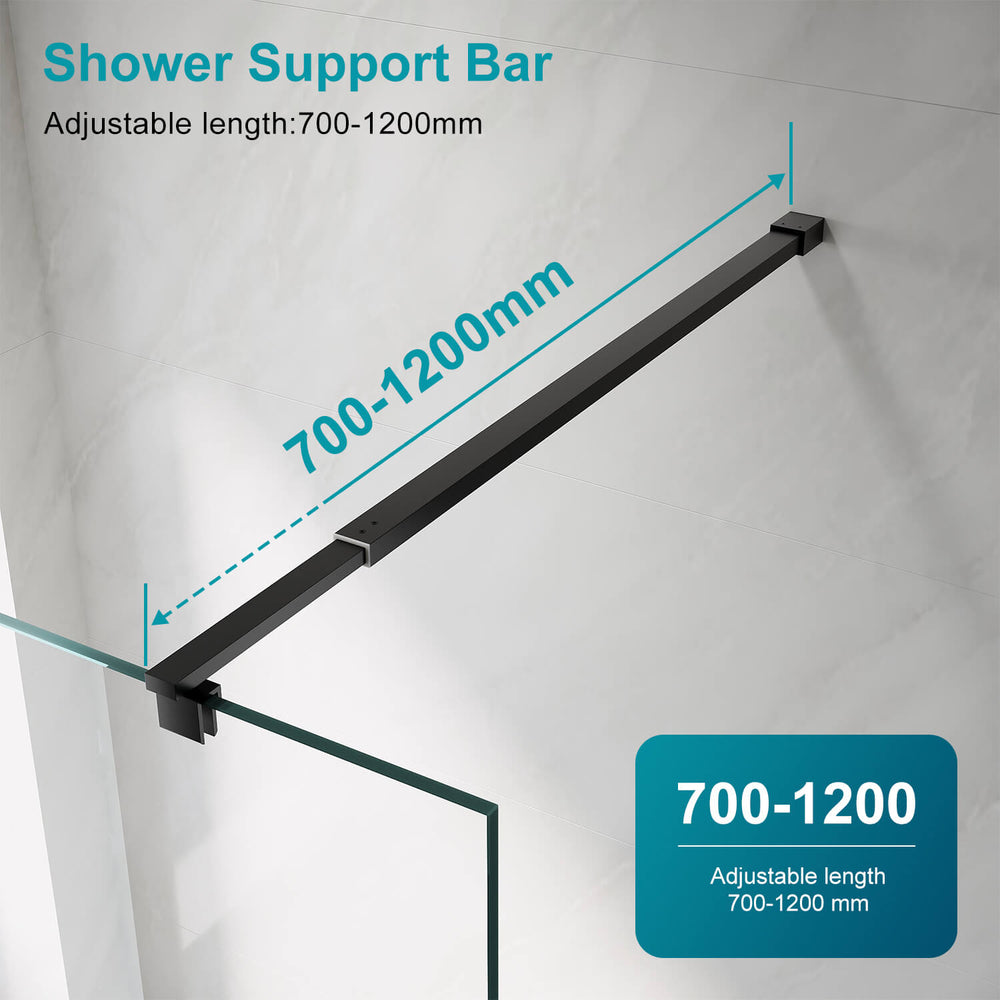 Elegant Showers Walk In Shower Frameless Screen Hinged Black Hardware