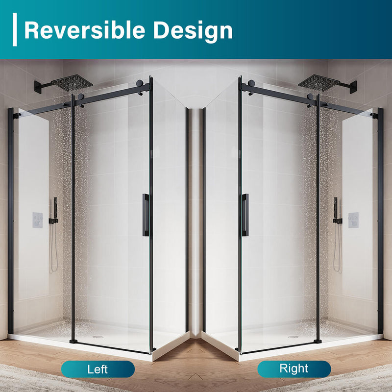 ELEGANT SHOWERS Frameless Sliding Shower Screens Luxury Bathroom Black