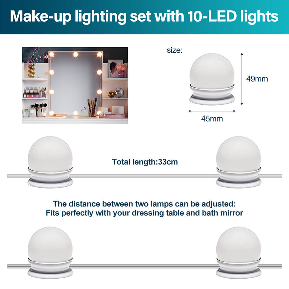 White Dressing Table Lighting Vanity Mirror Dresser Bedroom Furniture