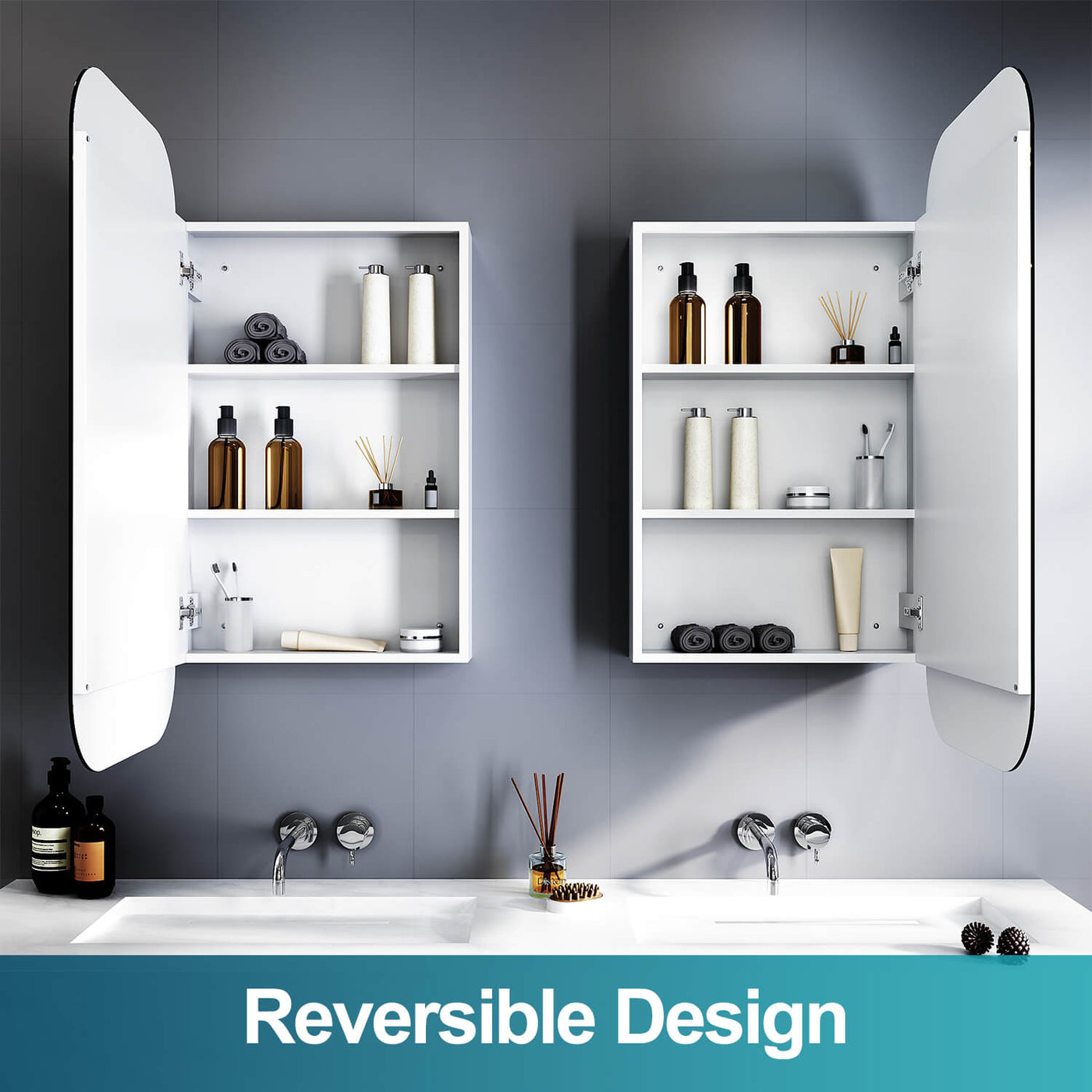 White 450x900mm Rectangle Mirror Cabinet Medicine Shaving Bathroom Wal