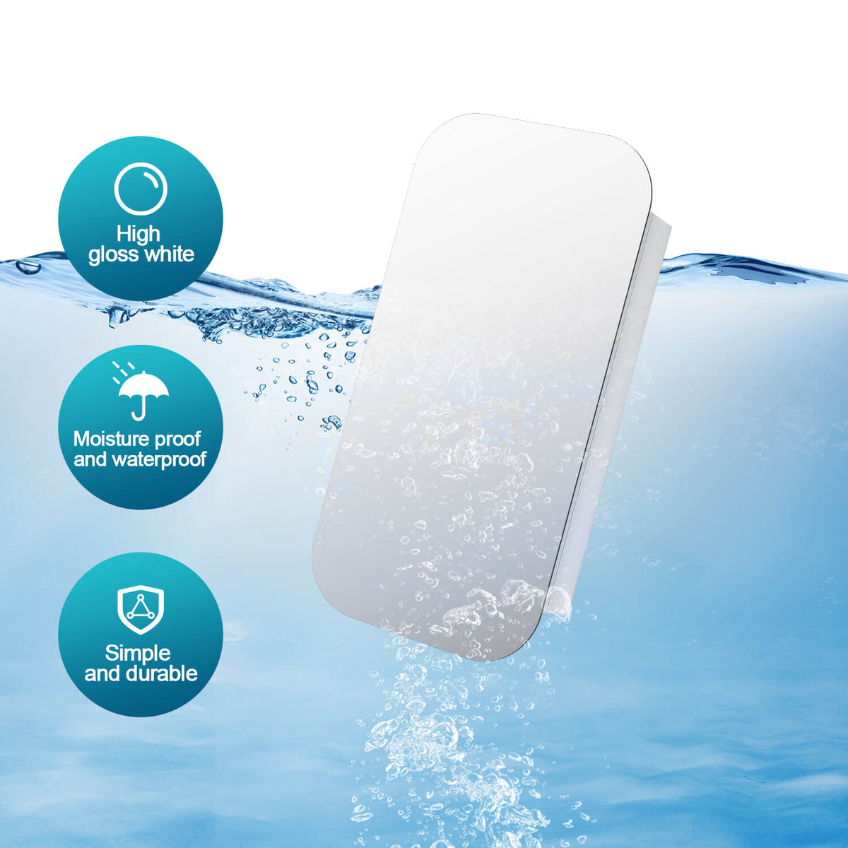 White 450x900mm Rectangle Mirror Cabinet Medicine Shaving Bathroom Wal