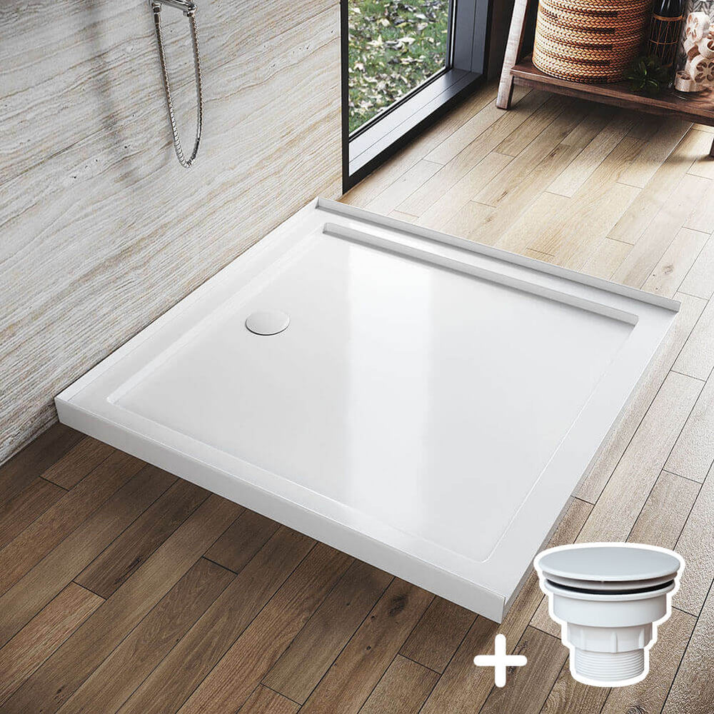 Rectangular Durable Solid Acrylic Fiberglass Shower Base White