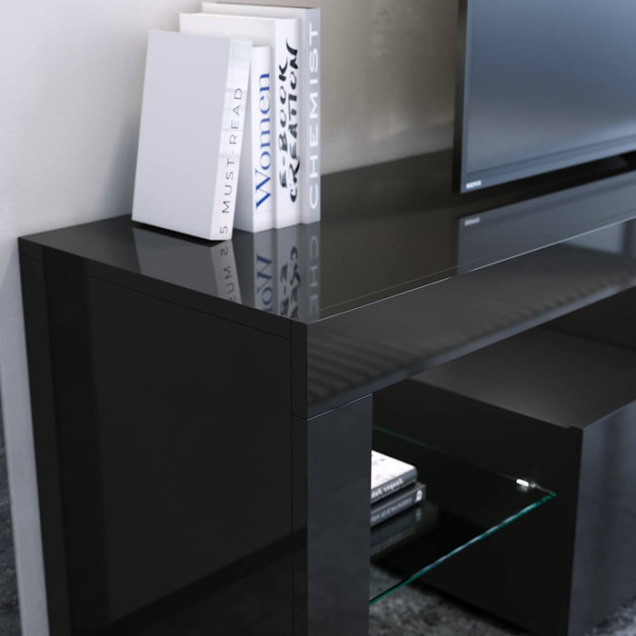 2000mm 16 Colors LED TV Entertainment Storage Unit Black