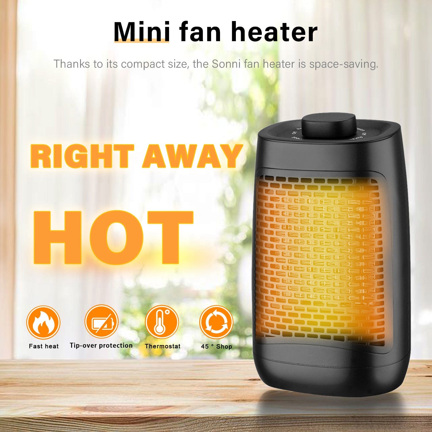 Mini Electric Fan Heater Home Radiator Thermostability PTC Ceramic 4.5