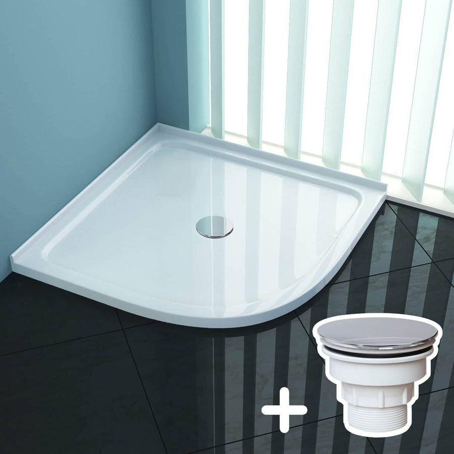 Durable Acrylic Fiberglass Curved Shower Base - Elegant Showers