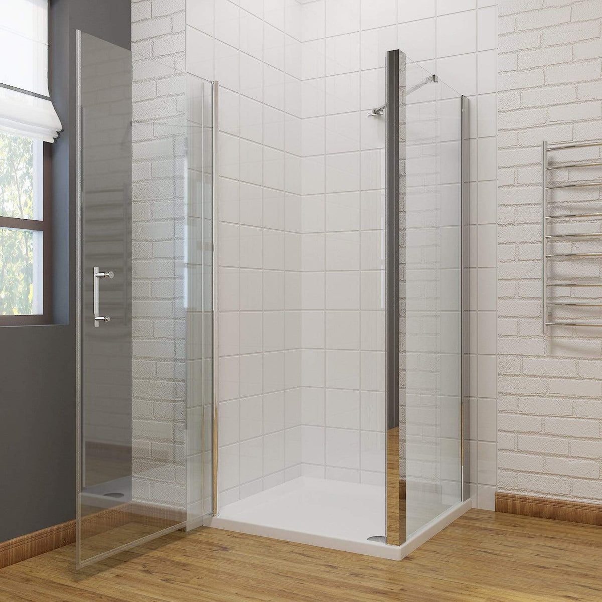 ELEGANT SHOWERS Bathroom Frameless Pivot Shower Screen