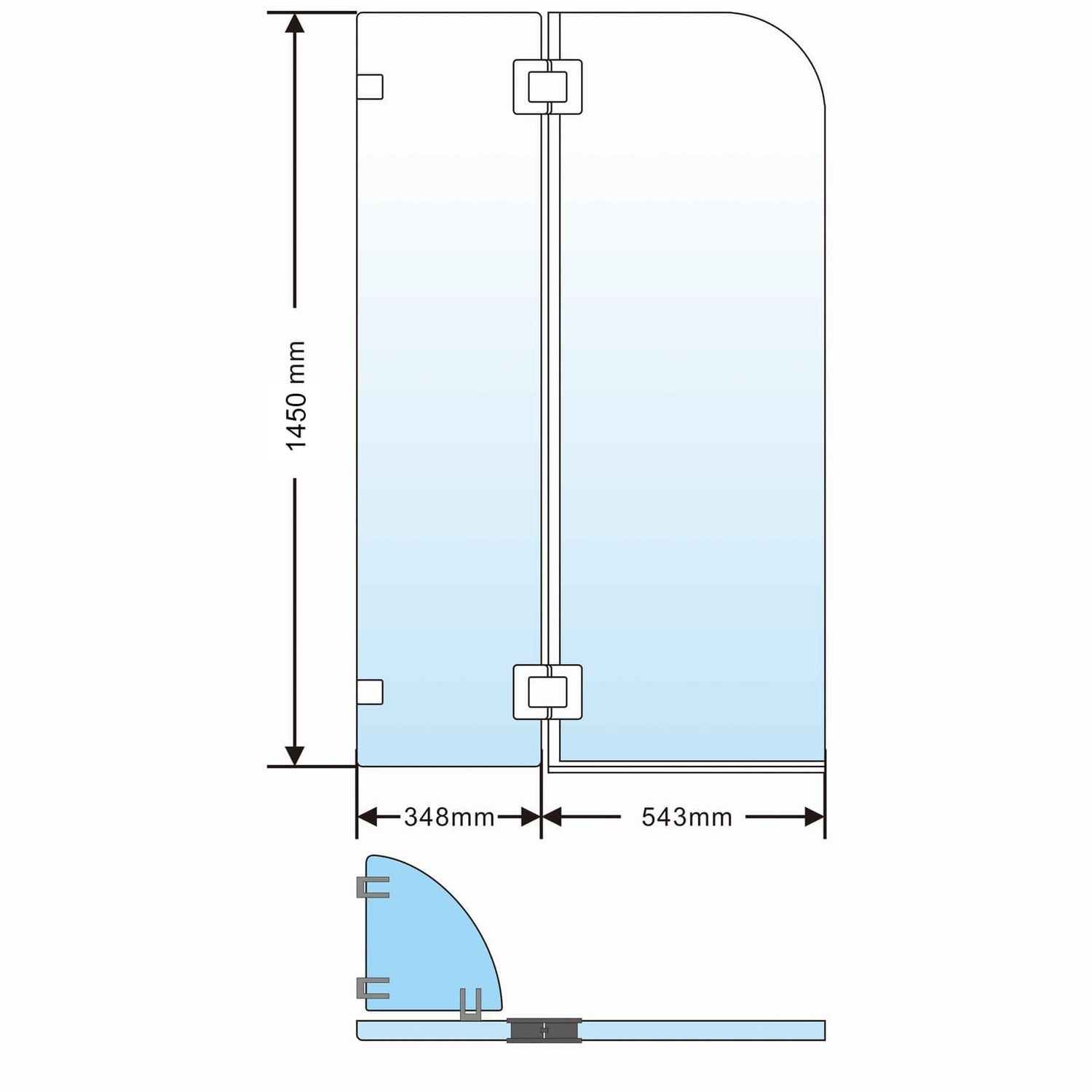 ELEGANT SHOWERS Over Bath Shower Screen Swing Glass