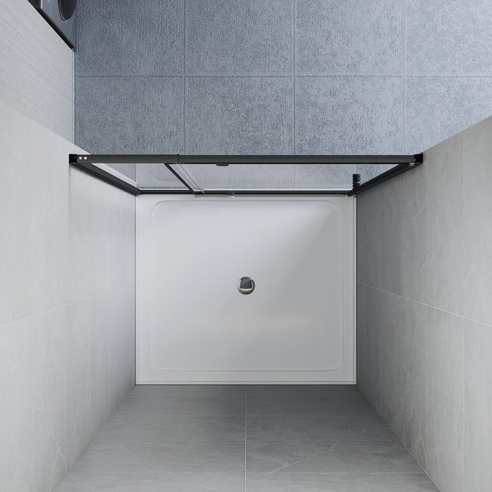 ELEGANT SHOWERS Semi-Frameless Shower Screen Pivot Door Adjustable Bla