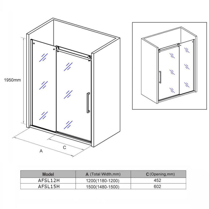 Elegant Showers Semi-Frameless 8mm Sliding Shower Screen