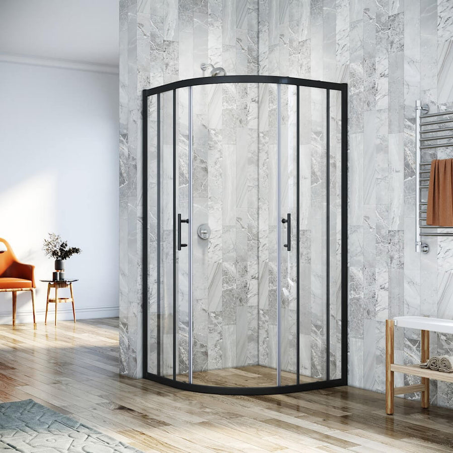 Curved Black Framed Sliding Shower Screen - Elegant Showers