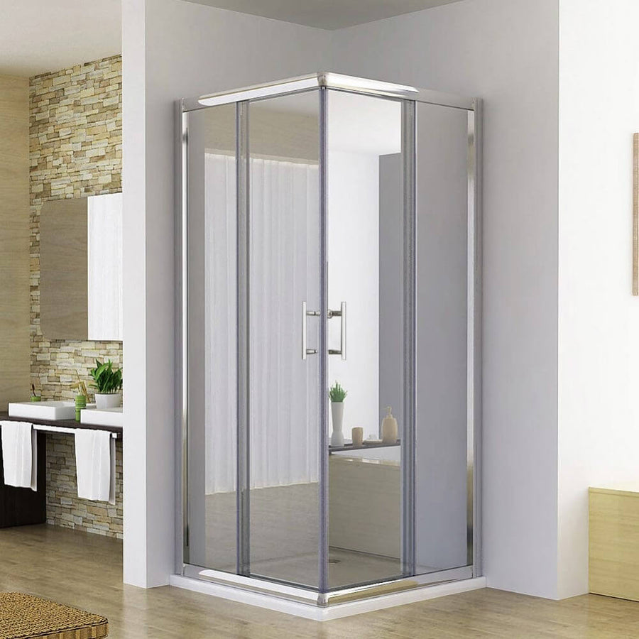 Corner Opening Framed 2 Sliding Door Shower Screen