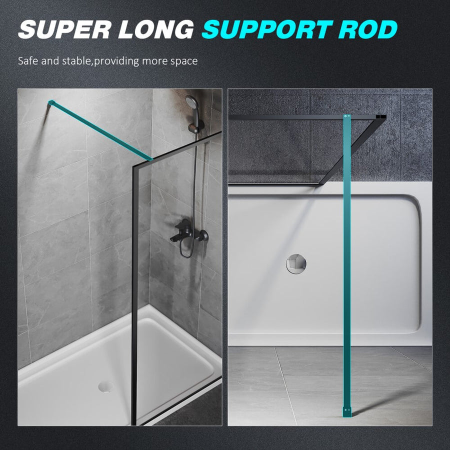 Elegant Showers Black Shower Screen Walk In Showers 10mm Nano Tough Te