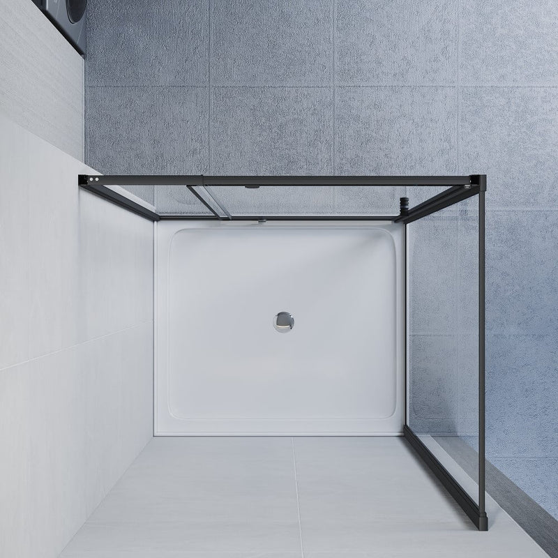 ELEGANT SHOWERS Framed Pivot Shower Screen Cubicle Adjustable Black