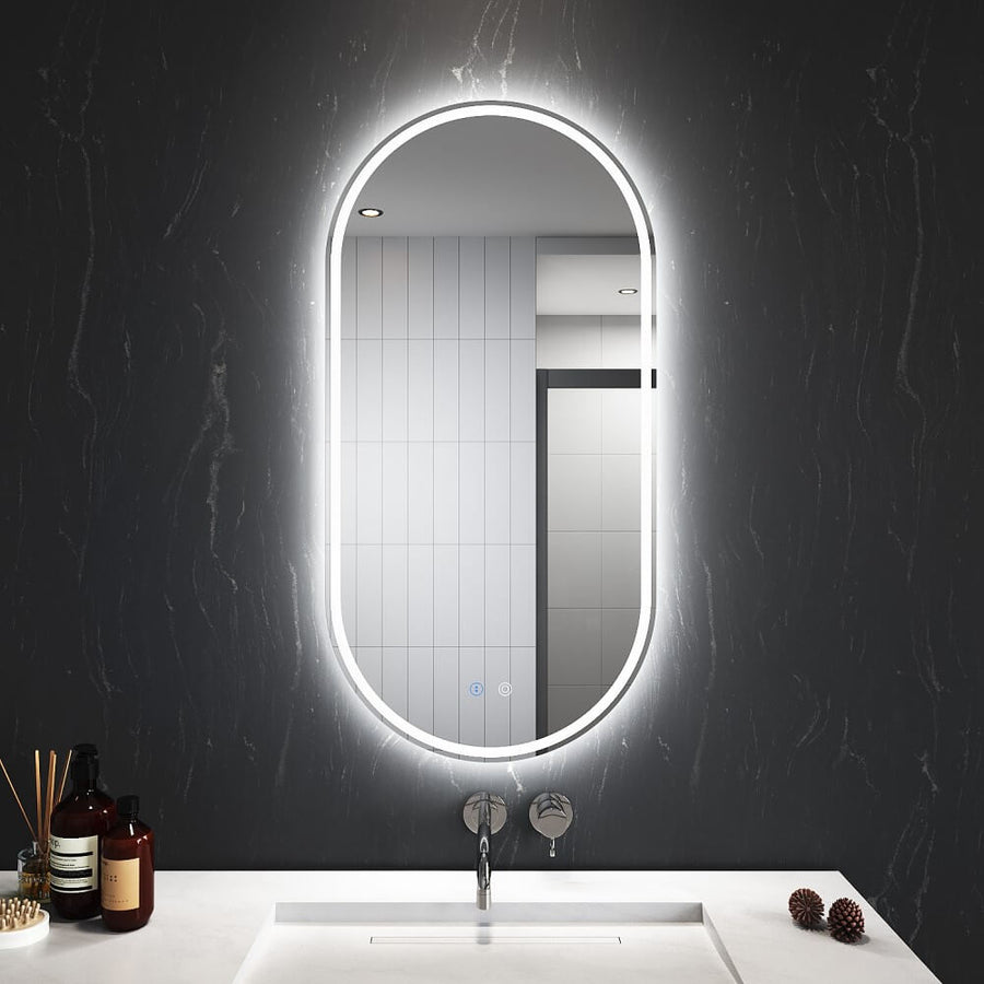 450x900mm 3 Color Mode Back&Front Oval LED Light Anti-fog Bathroom Mirror
