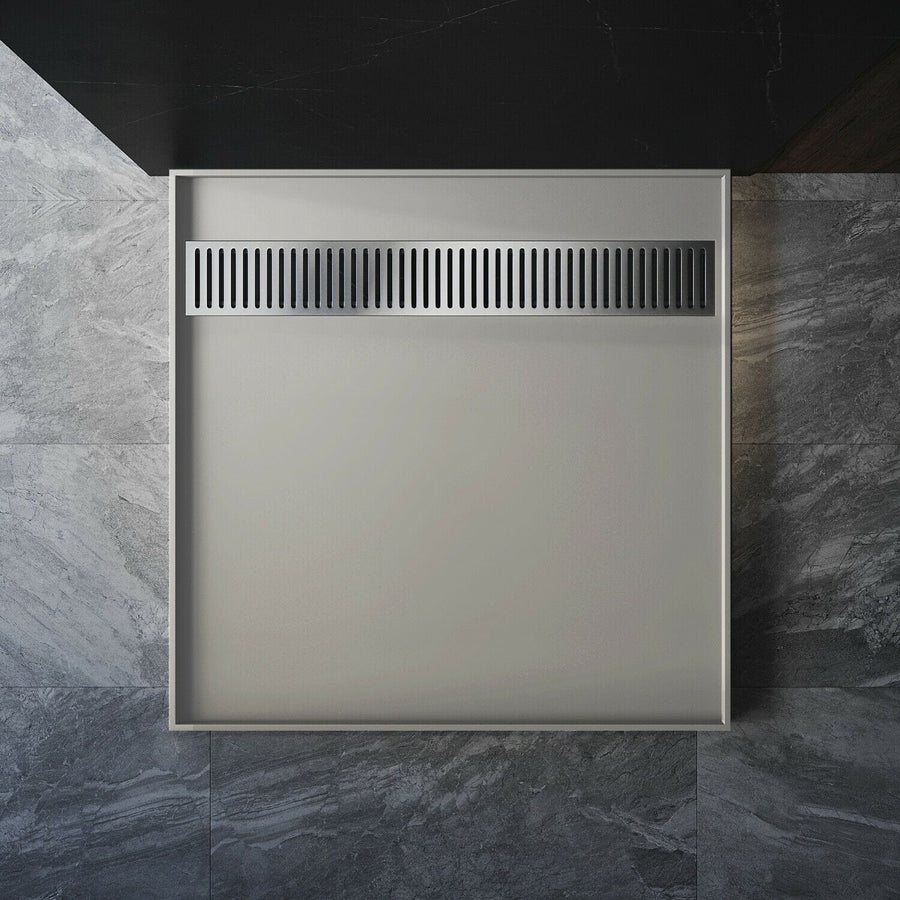 ELEGANT Rectangle Durable SMC Shower Base Gray - Tile over Tray Shower