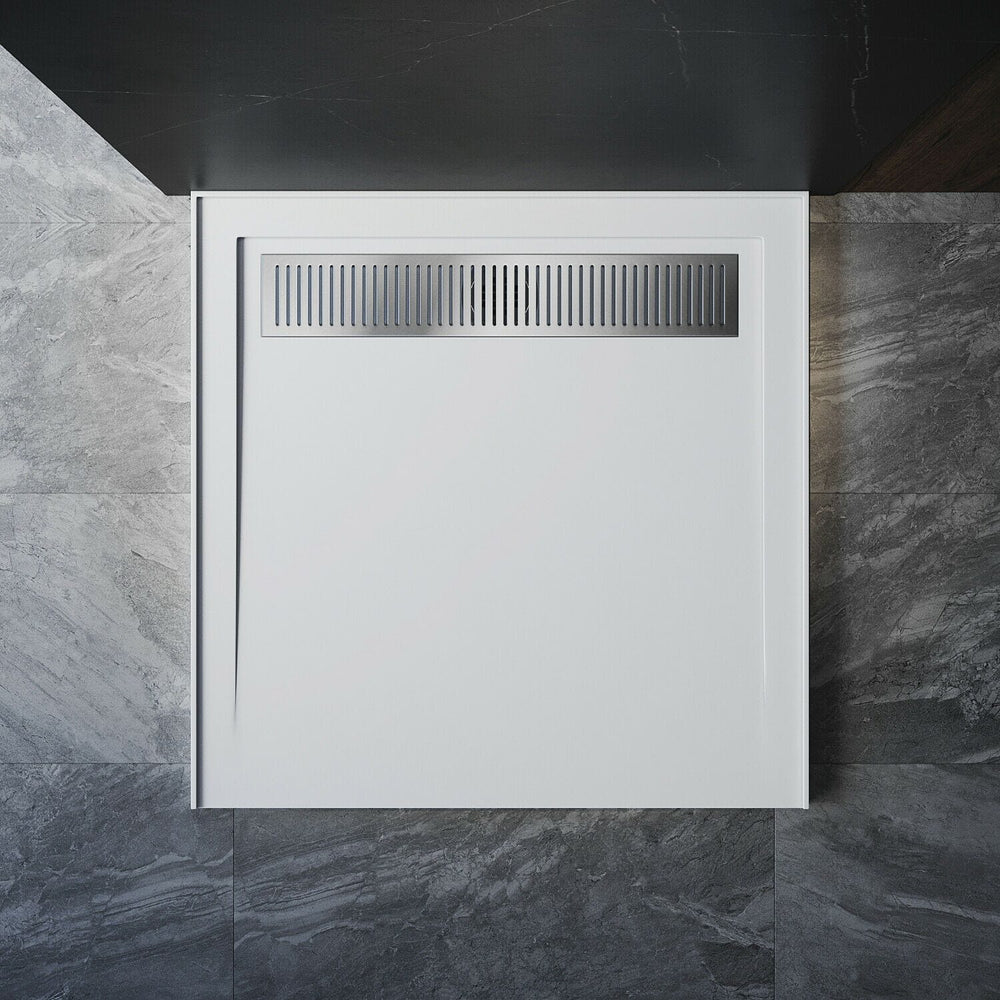 ELEGANT Rectangle Durable SMC Shower Base White