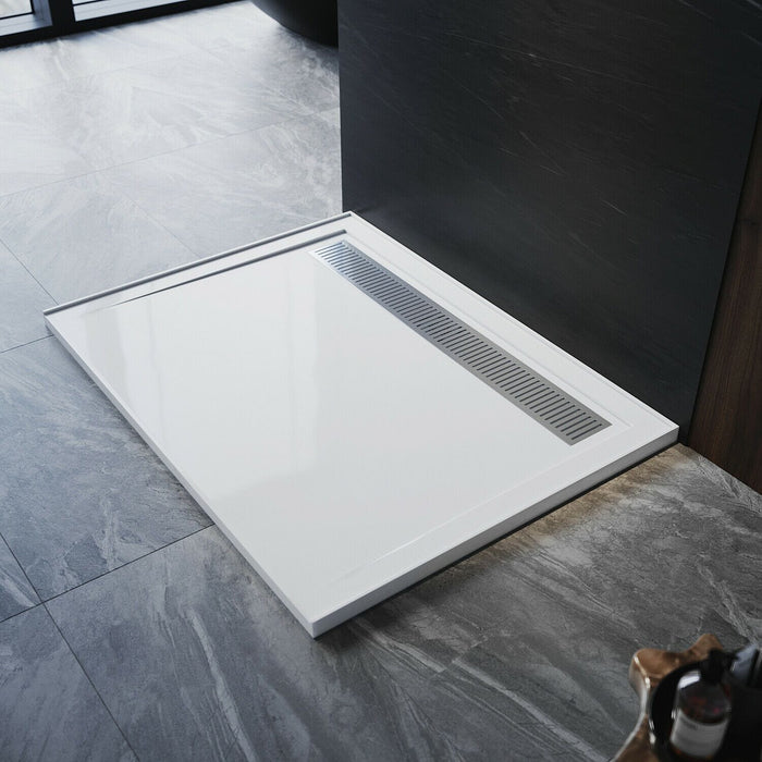 ELEGANT Rectangle Durable SMC Shower Base White