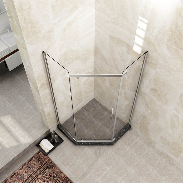 Diamond Semi Frameless Shower Screen with Pivot Door - Elegant Showers